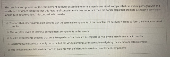 Solved The c3 convertase that functions in the lectin | Chegg.com