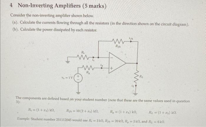 Solved 4 Non-Inverting Amplifiers (5 marks) Consider the | Chegg.com