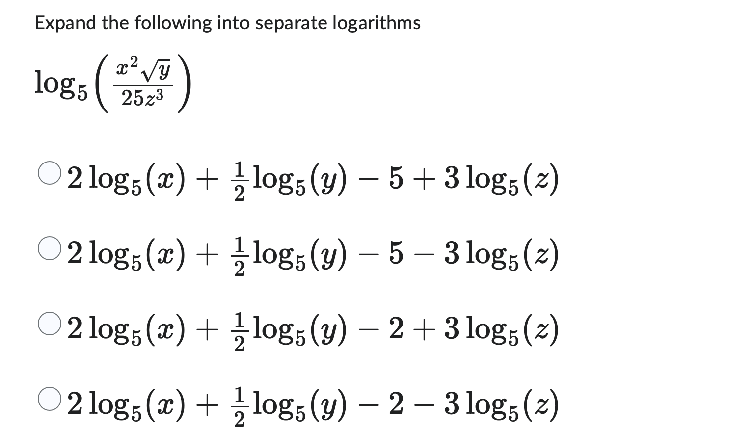 Solved Expand the following into separate logarithms | Chegg.com
