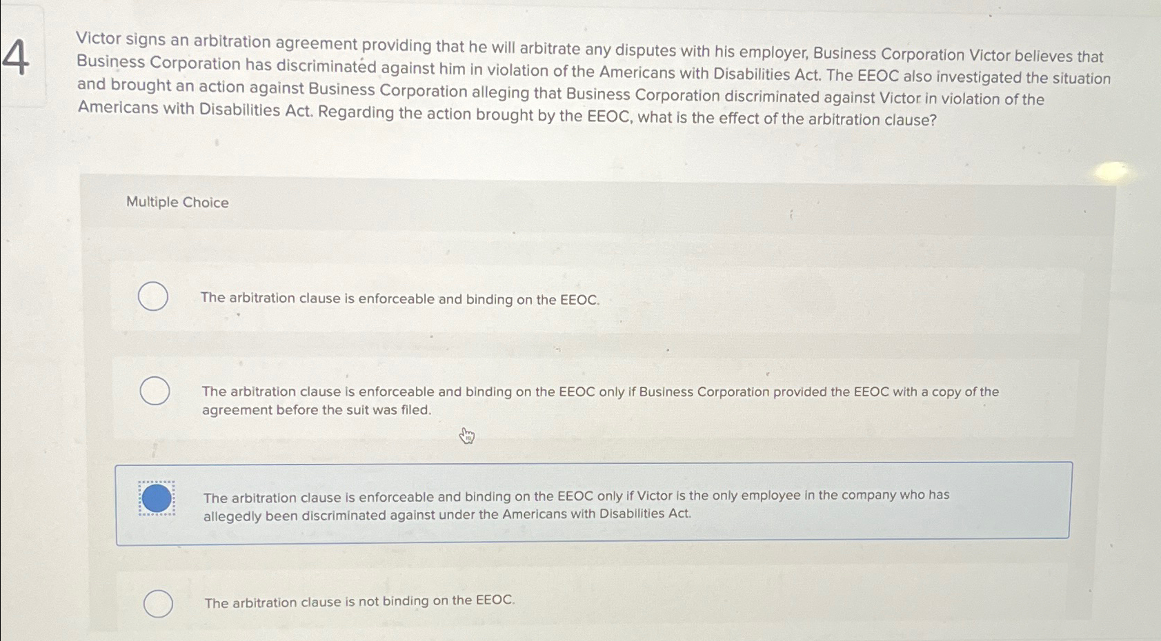Solved 4Victor signs an arbitration agreement providing that | Chegg.com
