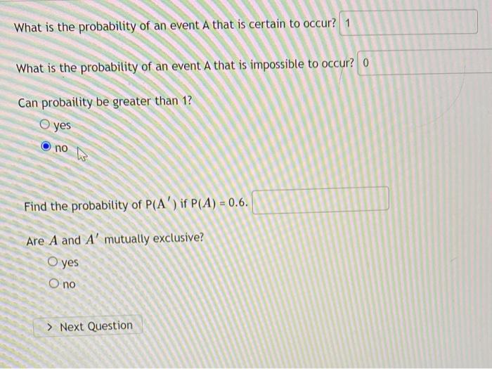 Solved What is the probability of an event A that is certain | Chegg.com