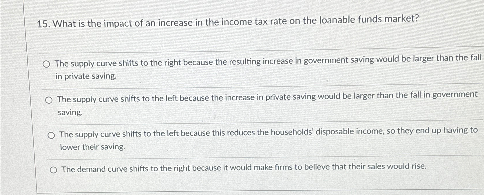 Solved What is the impact of an increase in the income tax | Chegg.com