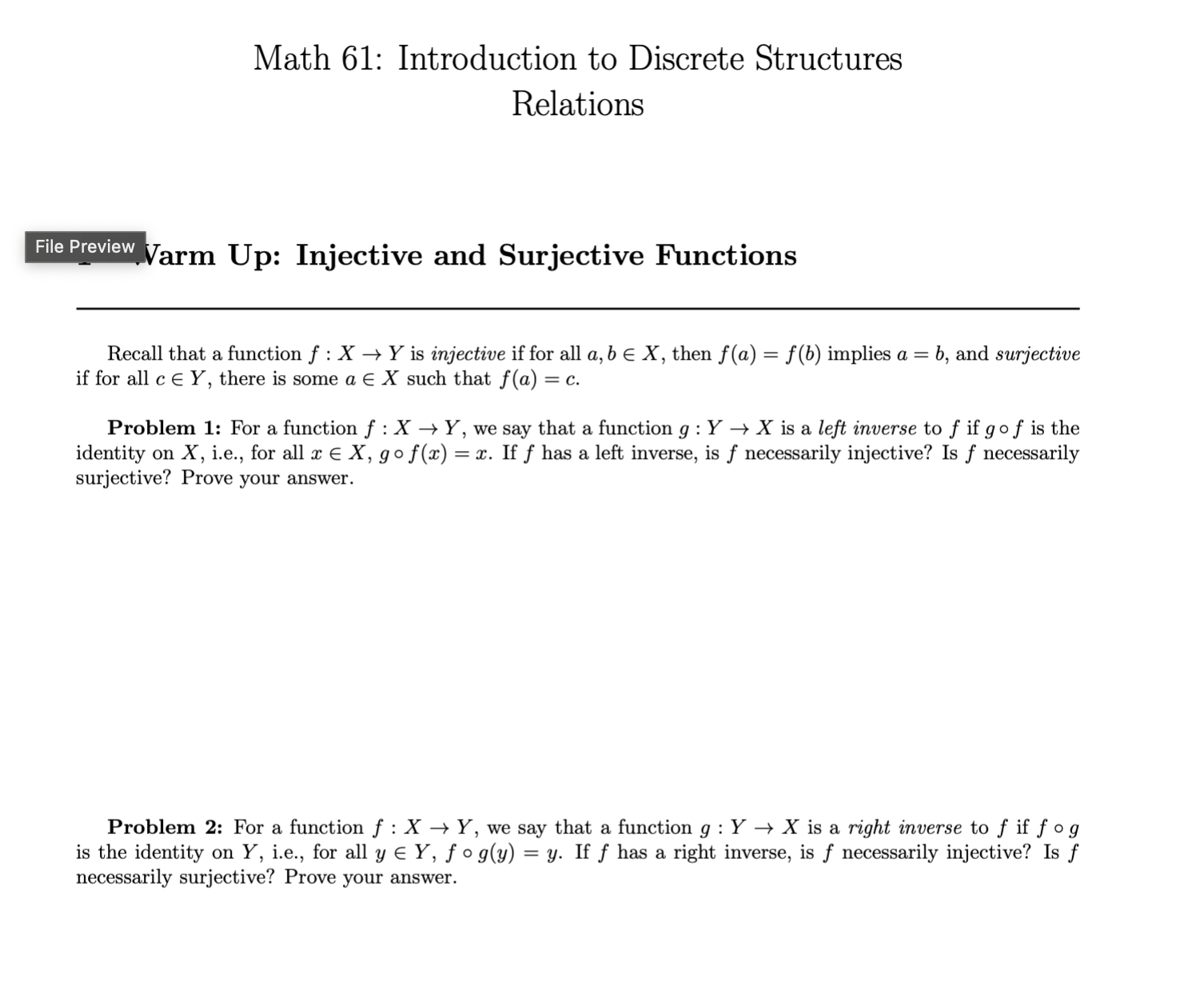 Solved Math 61: Introduction to Discrete | Chegg.com