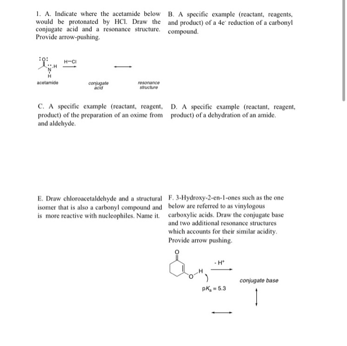Solved 1. A. Indicate where the acetamide below B. A | Chegg.com