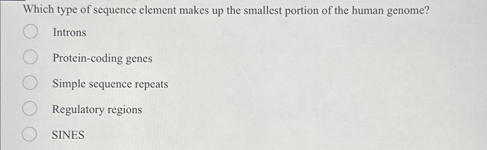 Solved Which type of sequence element makes up the smallest | Chegg.com