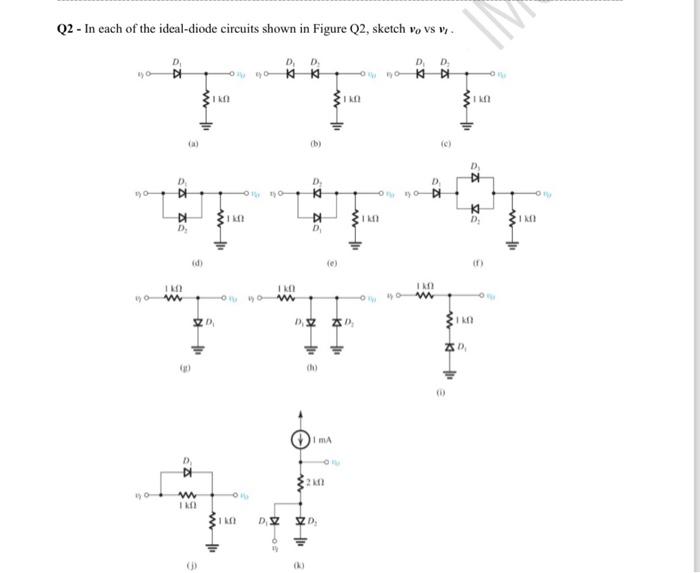 Solved Q2 - In each of the ideal-diode circuits shown in | Chegg.com
