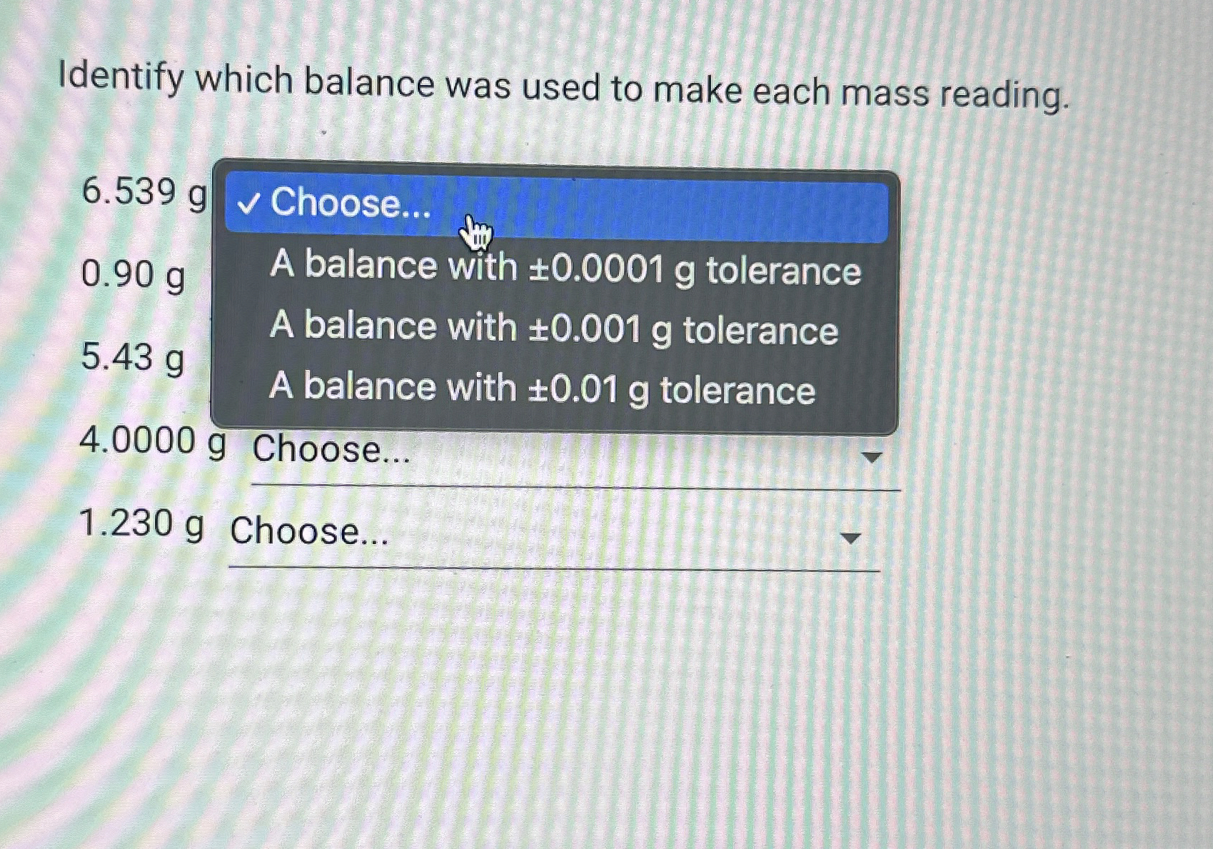Solved Identify which balance was used to make each mass | Chegg.com