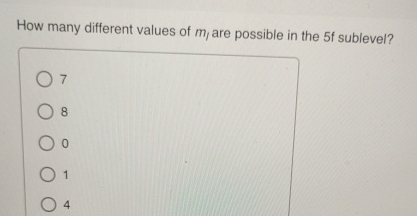 Solved How many different values of ml ﻿are possible in the | Chegg.com