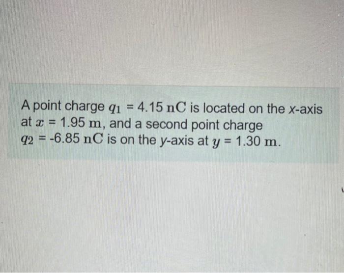 Solved A point charge q1=4.15nC is located on the x-axis at | Chegg.com