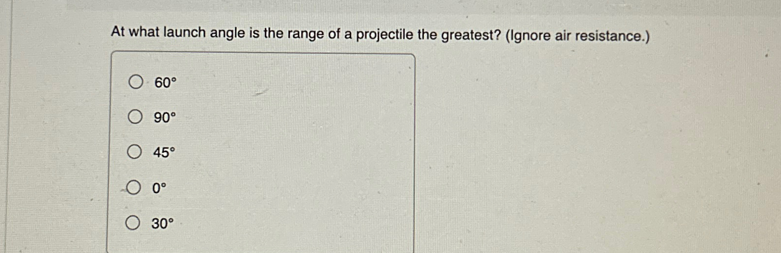 Solved At what launch angle is the range of a projectile the | Chegg.com