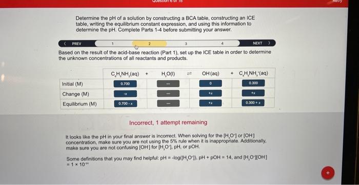 Solved Determine the pH of a solution by constructing a BCA | Chegg.com