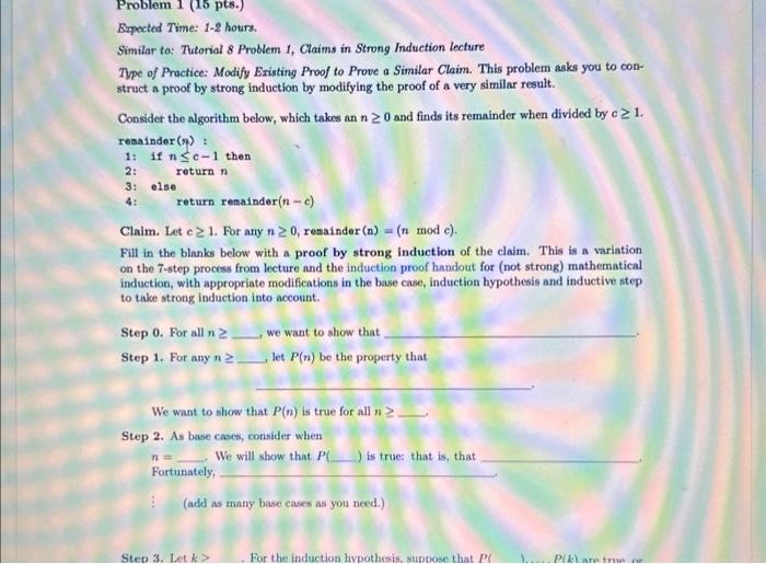 Solved Bxpected Time: 1-2 hours. Similar to: Tutorial 8 | Chegg.com