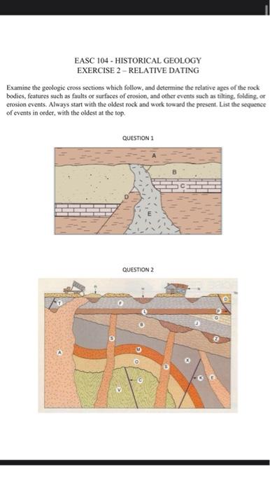 Solved EASC 104 - HISTORICAL GEOLOGY EXERCISE 2 - RELATIVE | Chegg.com