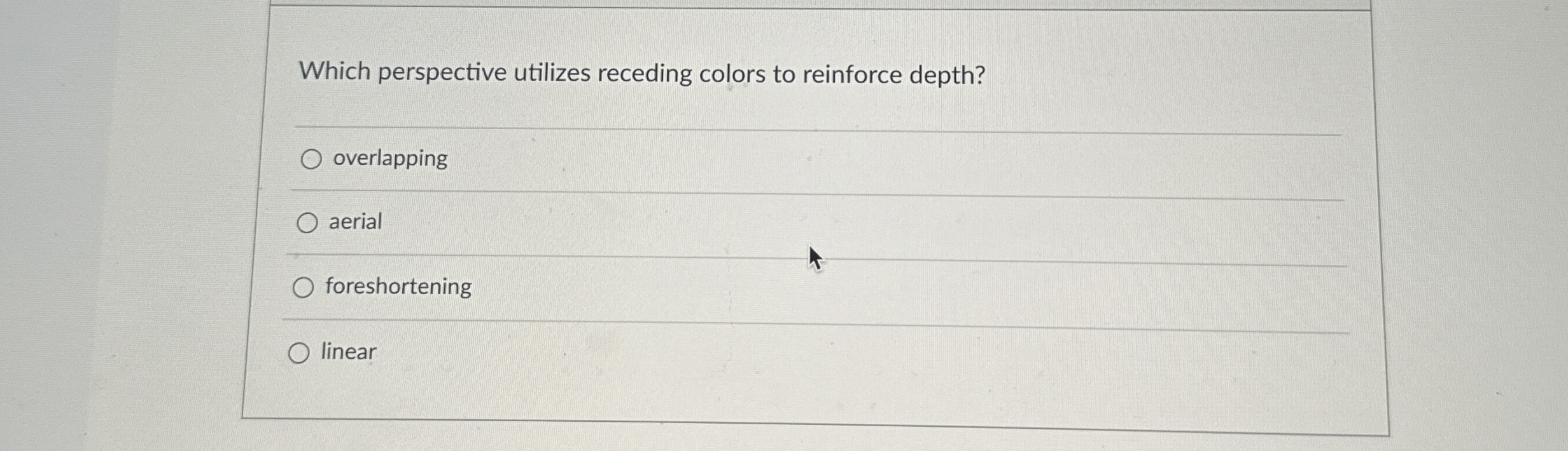 Solved Which perspective utilizes receding colors to | Chegg.com