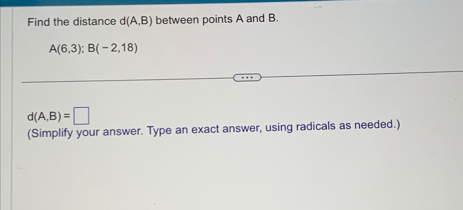 Solved Find the distance d(A,B) ﻿between points A and | Chegg.com