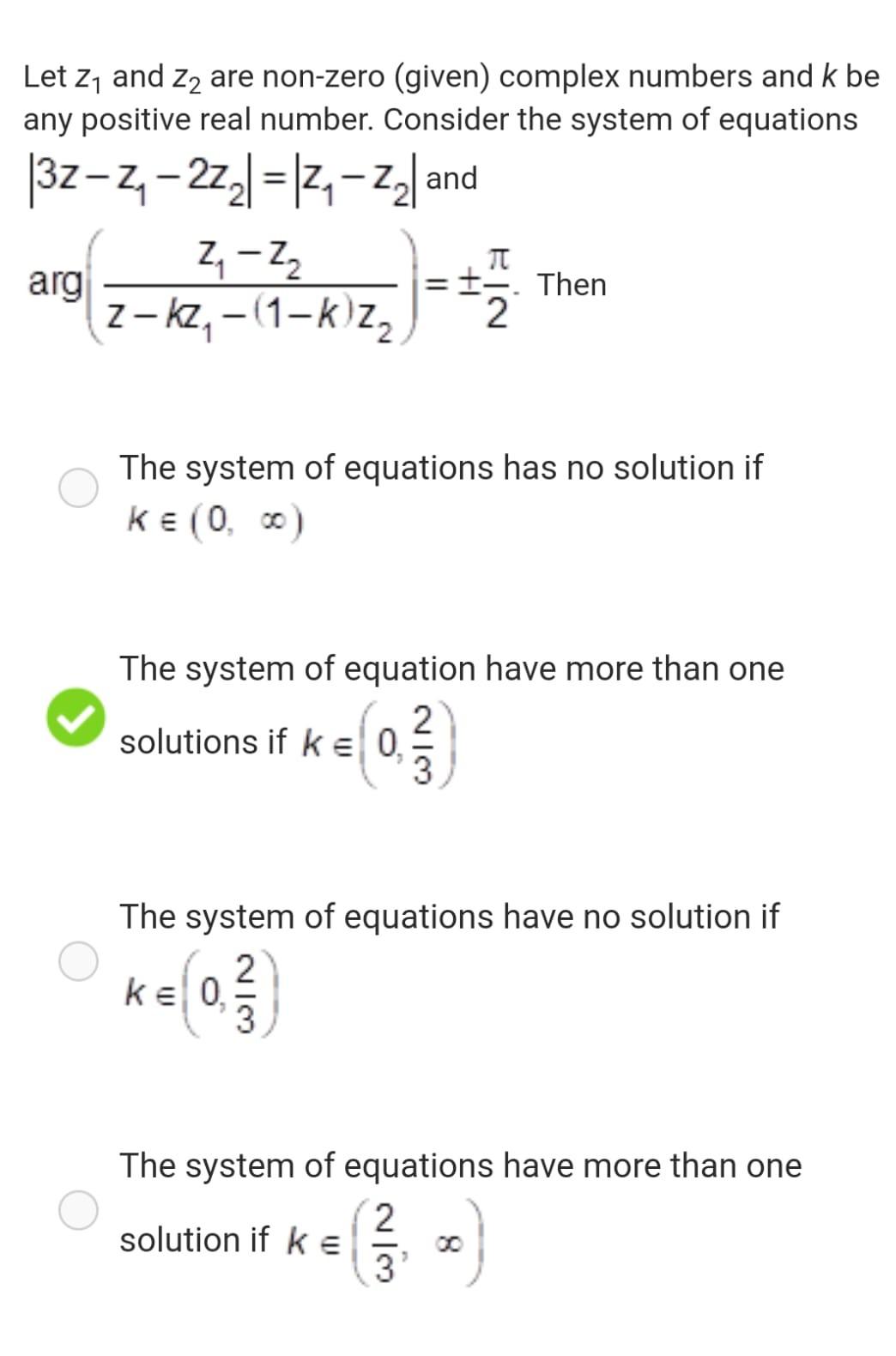 Solved Let z1 and z2 are non-zero (given) complex numbers | Chegg.com