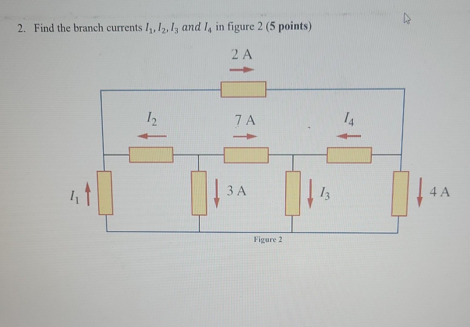 Solved 2. Find the branch currents I1,I2,I3 and I4 in figure | Chegg.com