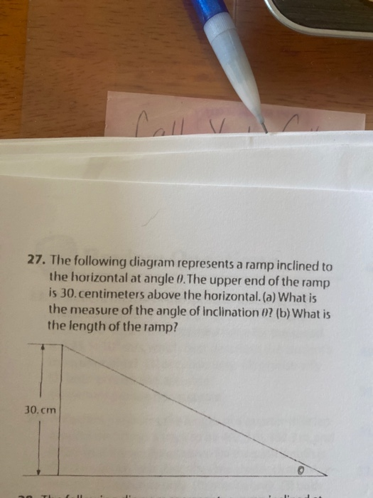 27. The following diagram represents a ramp inclined | Chegg.com