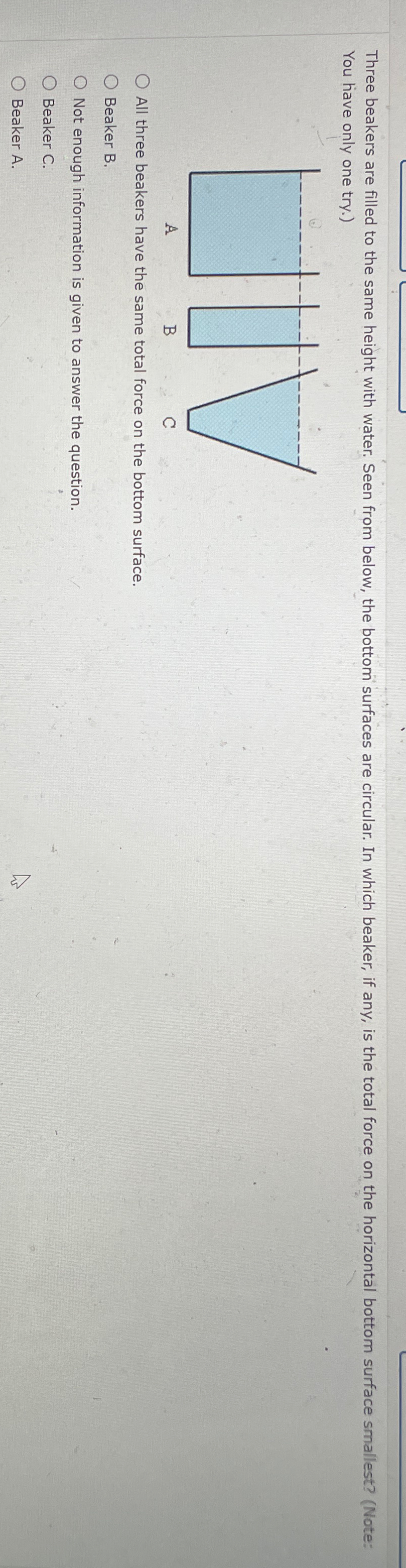 Solved Three beakers are filled to the same height with | Chegg.com