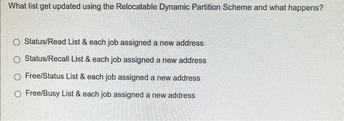 Solved What list get updated using the Relocatable Dynamic | Chegg.com