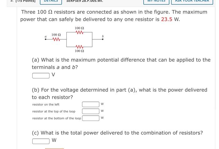 Solved Three 1002 resistors are connected as shown in the | Chegg.com