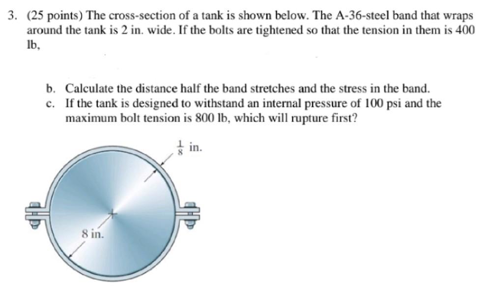 Solved 3. (25 points) The cross-section of a tank is shown | Chegg.com