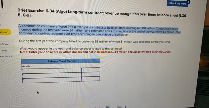 Solved Brief Exercise 6-34 (Algo) Long-term contract; | Chegg.com