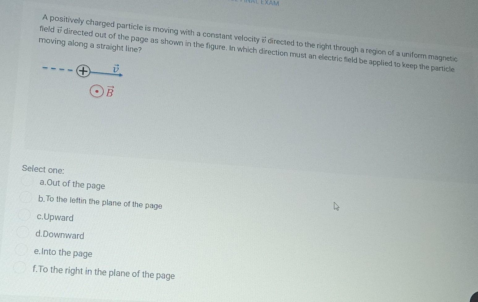 Solved A positively charged particle is moving with a | Chegg.com
