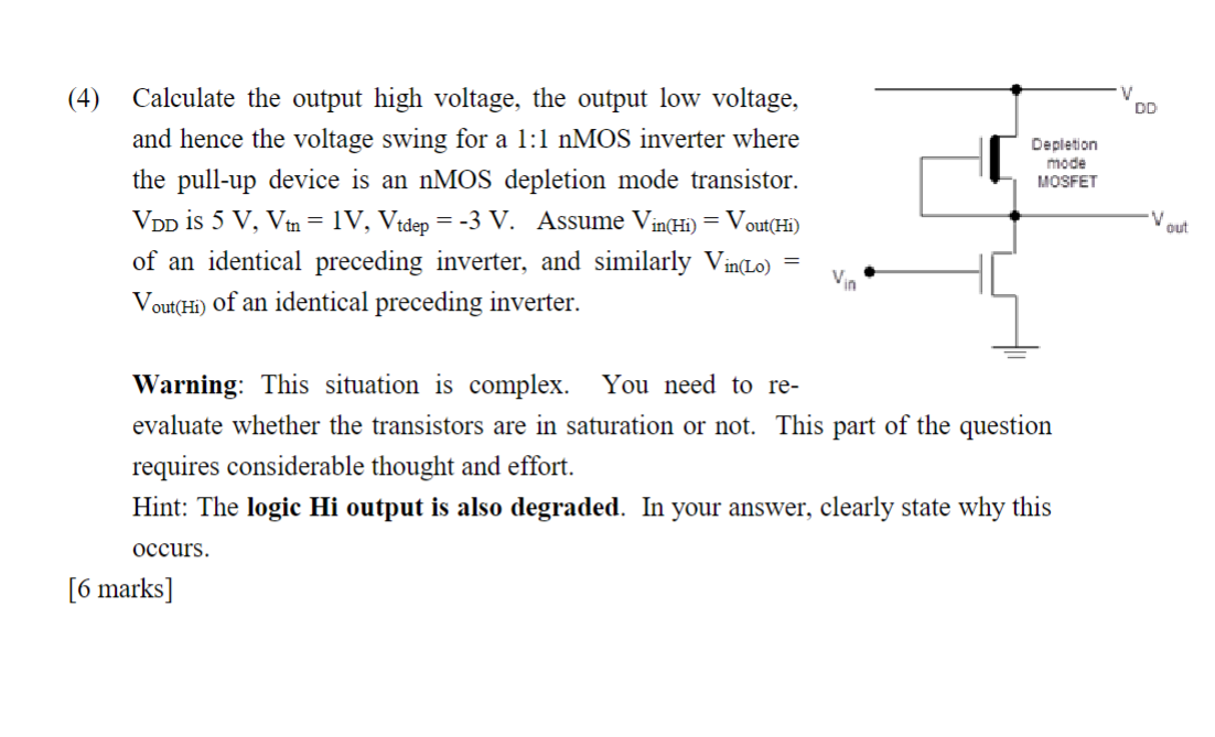 Solved (4) ﻿Calculate the output high voltage, the output | Chegg.com