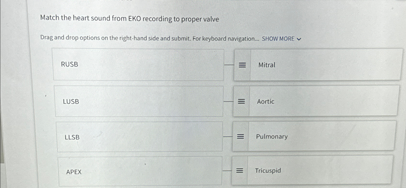 Solved Match the heart sound from EKO recording to proper | Chegg.com