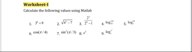 Worksheet-ICalculate the following values using | Chegg.com