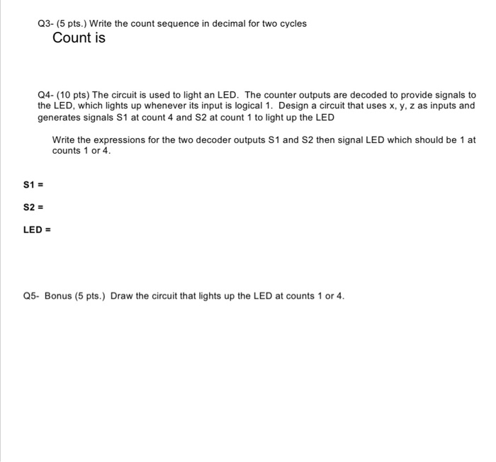 Solved Problem 1 (Q1-Q4: 50 points): A 3-bit counter circuit | Chegg.com
