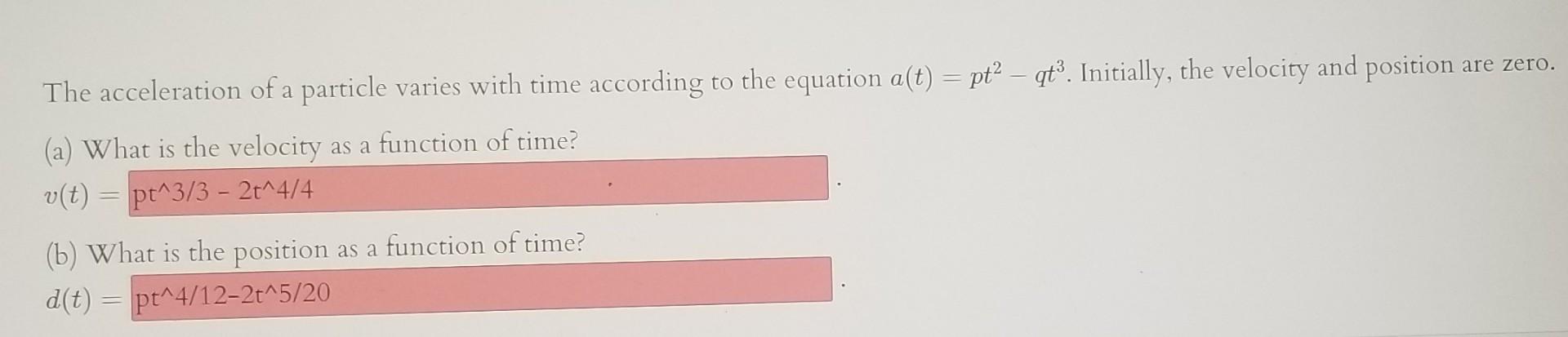 Solved The acceleration of a particle varies with time | Chegg.com