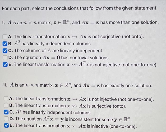 Solved For each part, select the conclusions that follow | Chegg.com