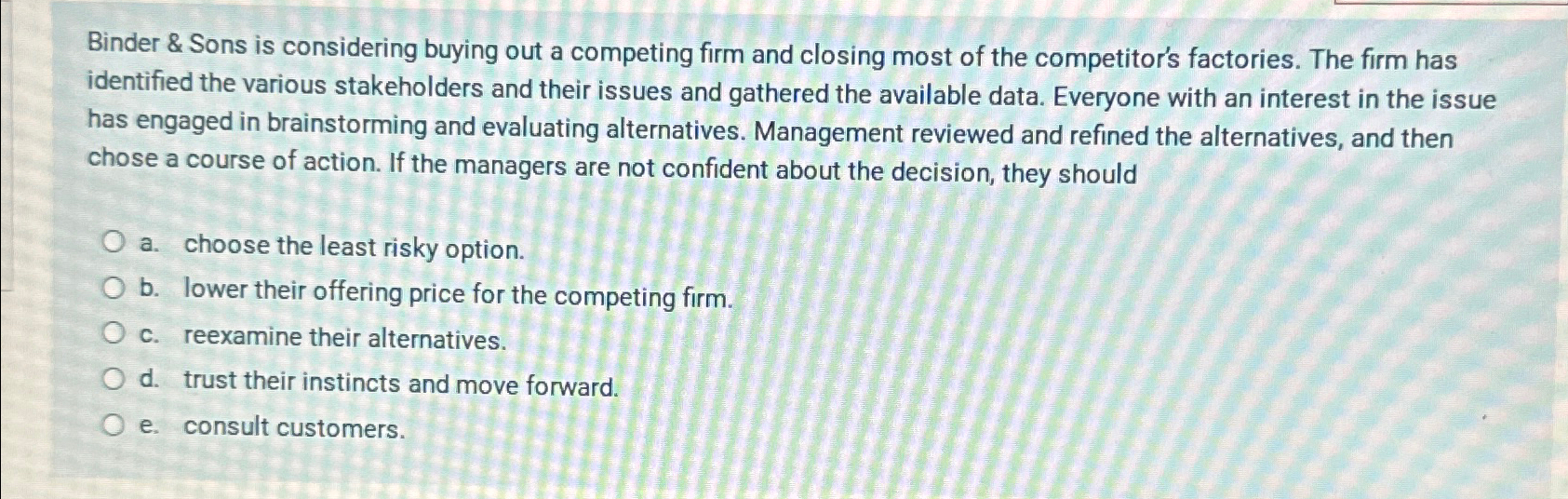 Solved Binder & Sons is considering buying out a competing | Chegg.com
