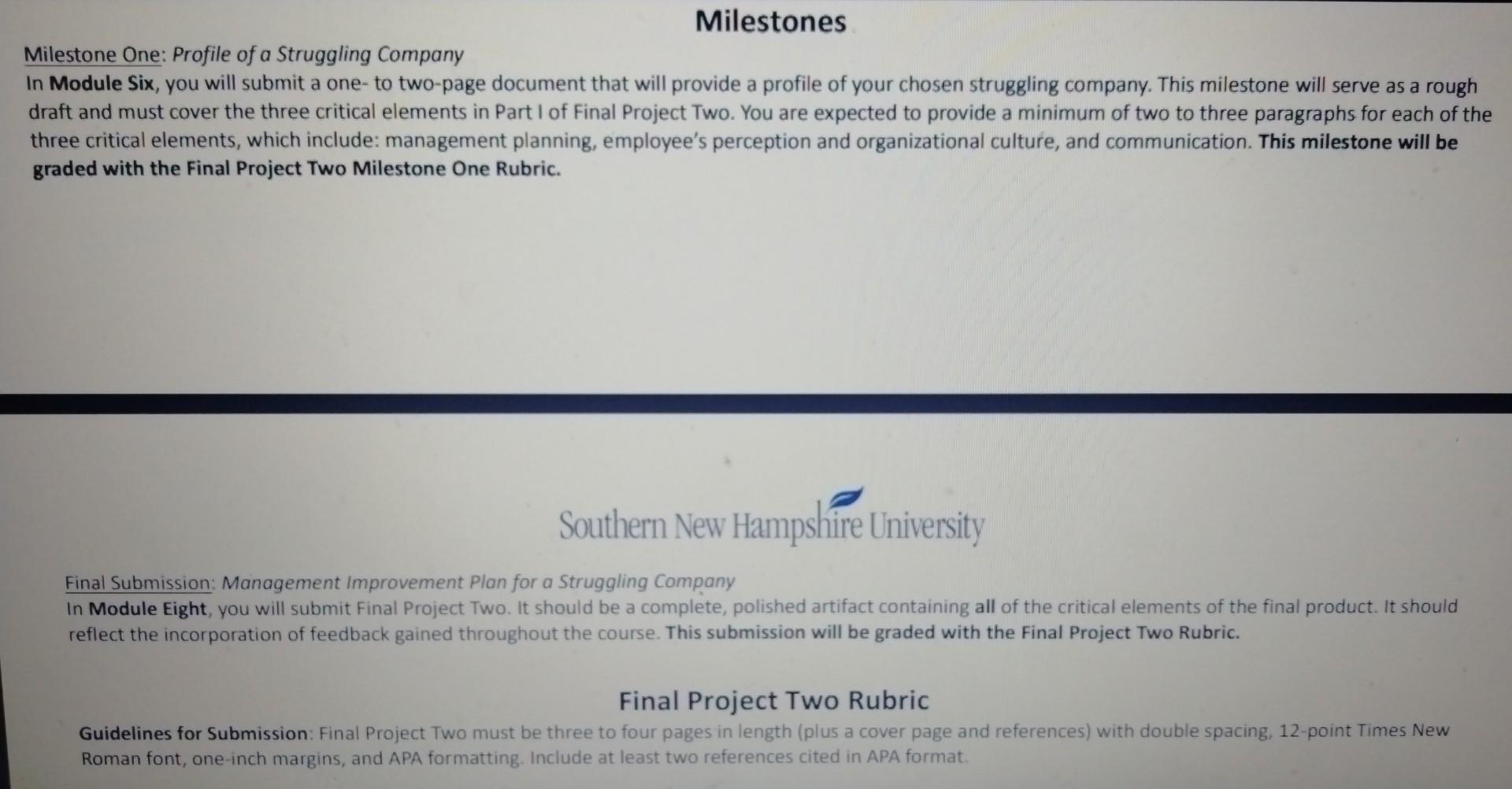 Solved Overview The final project for this course is the | Chegg.com