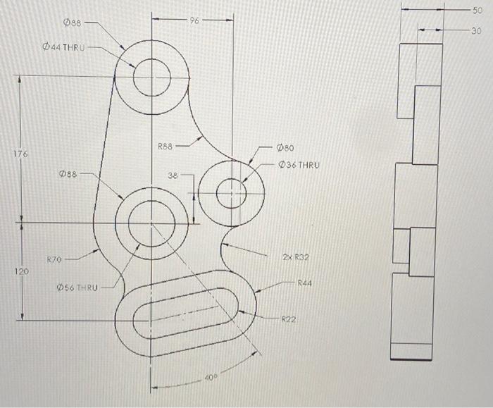 Solved Using Solidworks, create 3D model of image in | Chegg.com
