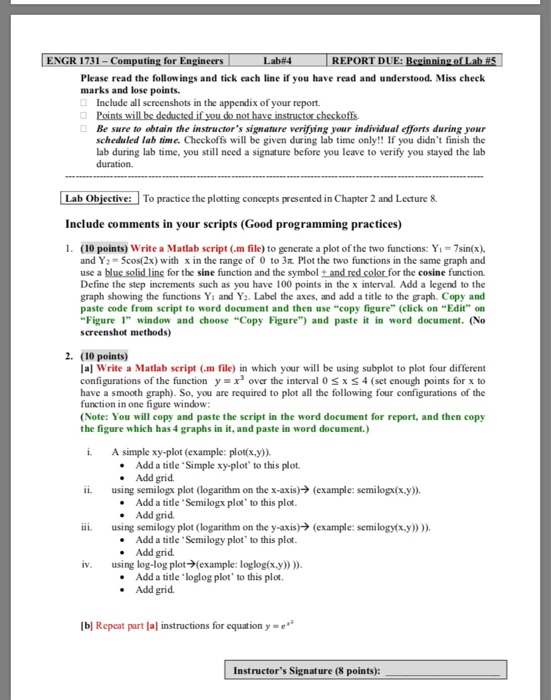 Solved ENGR 1731 - Computing for Engineers Lab#4 REPORT DUE: | Chegg.com