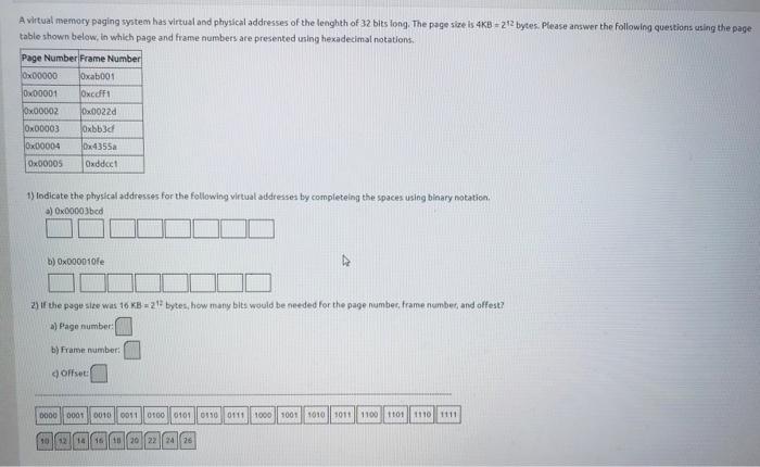 A virtual memory paging system has virtual and | Chegg.com