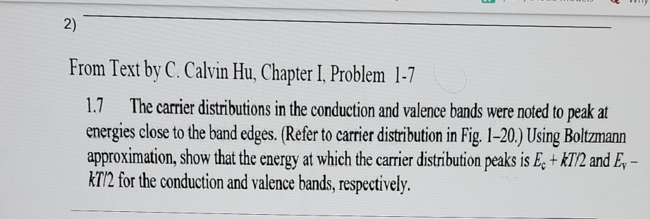 Solved 2) From Text by C. Calvin Hu, Chapter I, Problem 1-7 | Chegg.com