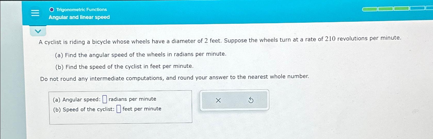 Solved Trigonometric Functions Angular and linear speedA | Chegg.com