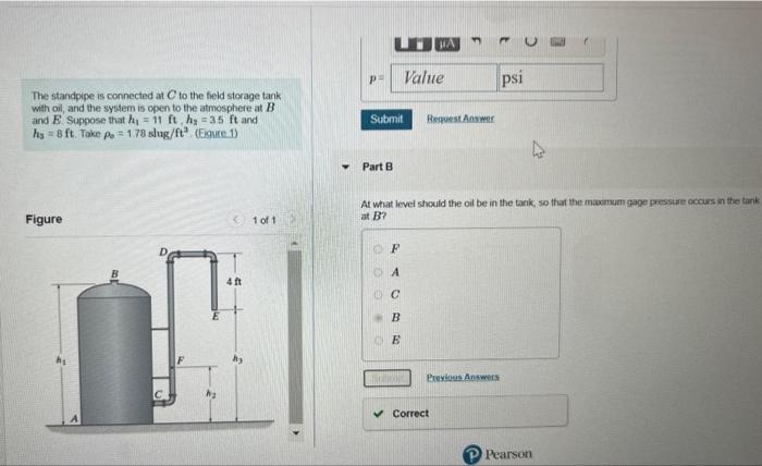 Solved The standpipe is connected at C to the field storage | Chegg.com
