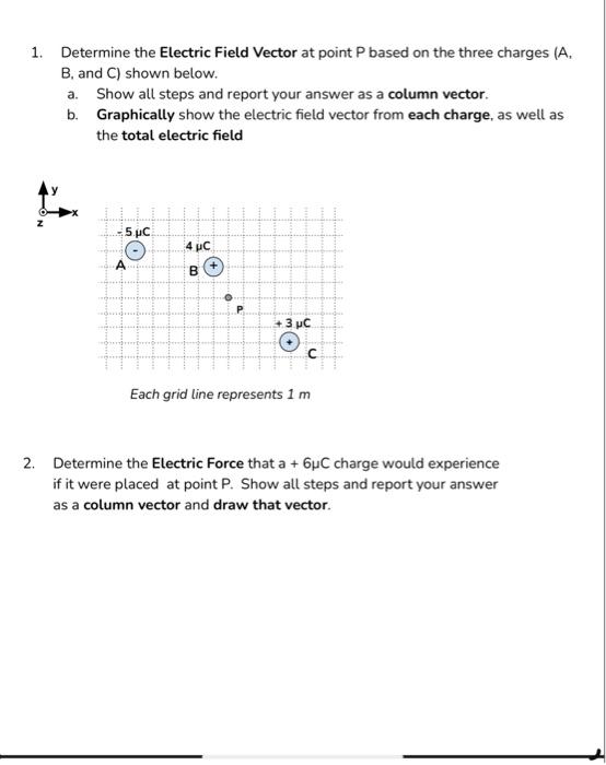 Solved 1. Determine the Electric Field Vector at point P | Chegg.com