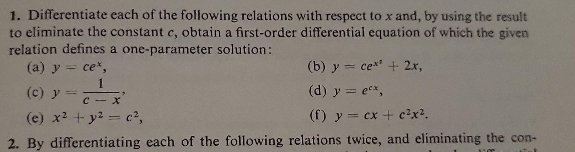 Solved 1. Differentiate each of the following relations with | Chegg.com