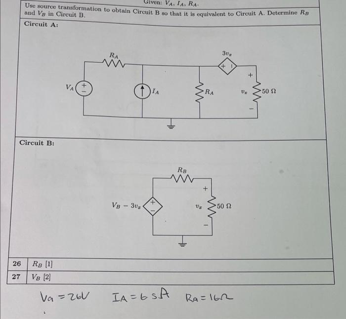 Solved Use source transformation to obtain Circuit B so that | Chegg.com