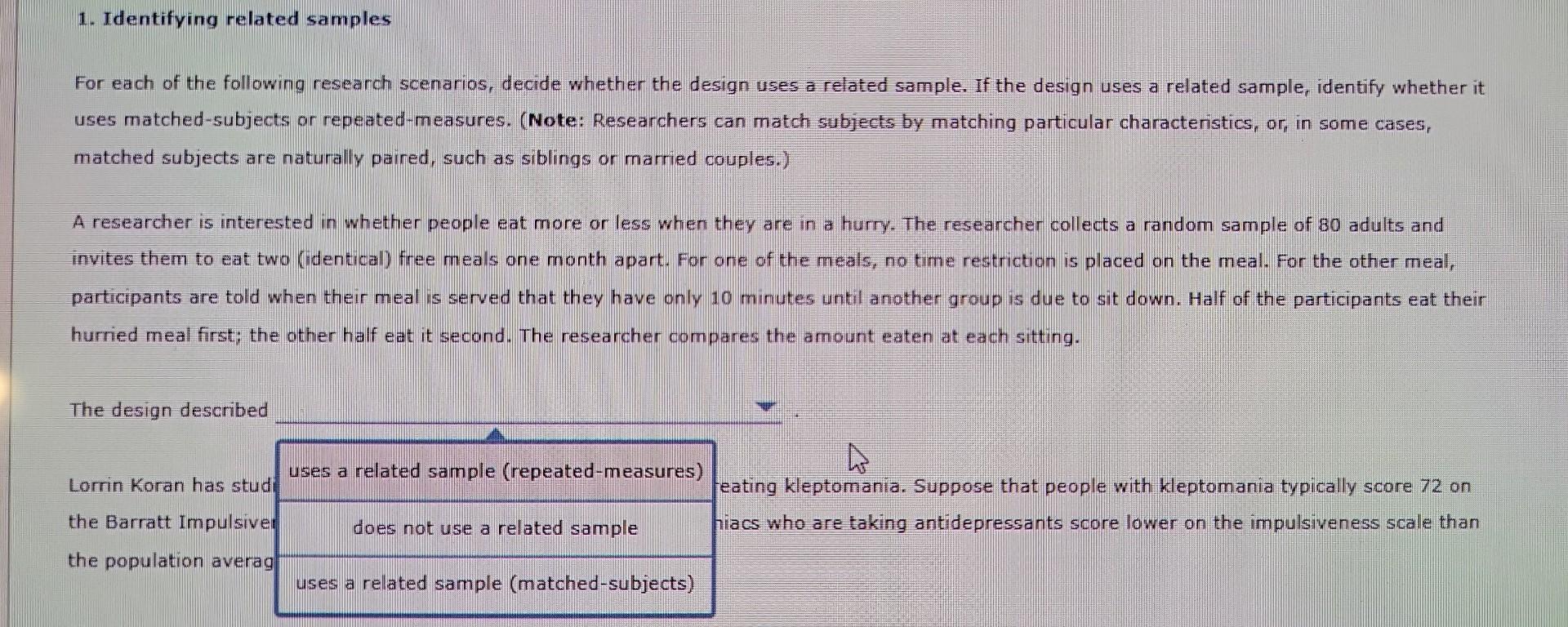 Solved 1. Identifying related samples For each of the | Chegg.com