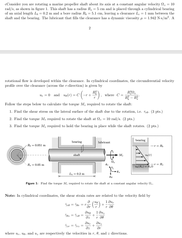 Solved cConsider you are rotating a marine propeller shaft | Chegg.com