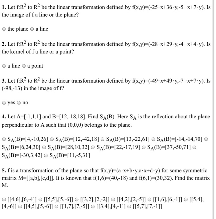 Solved 1. Let f:R2 to R2 be the linear transformation | Chegg.com