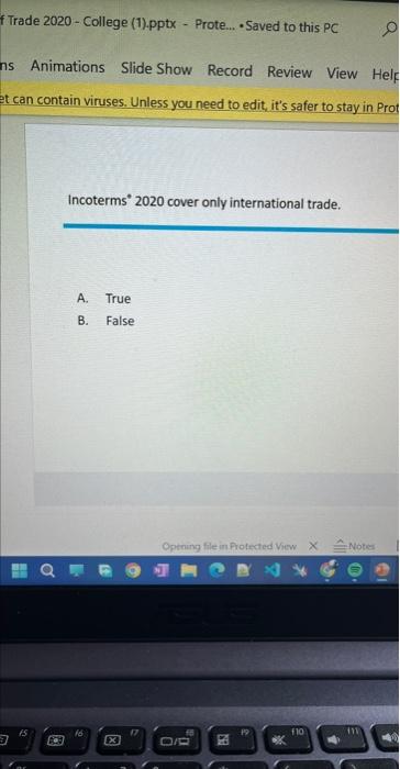 Trade 2020 - College (1).pptx - Prote... - Saved to | Chegg.com