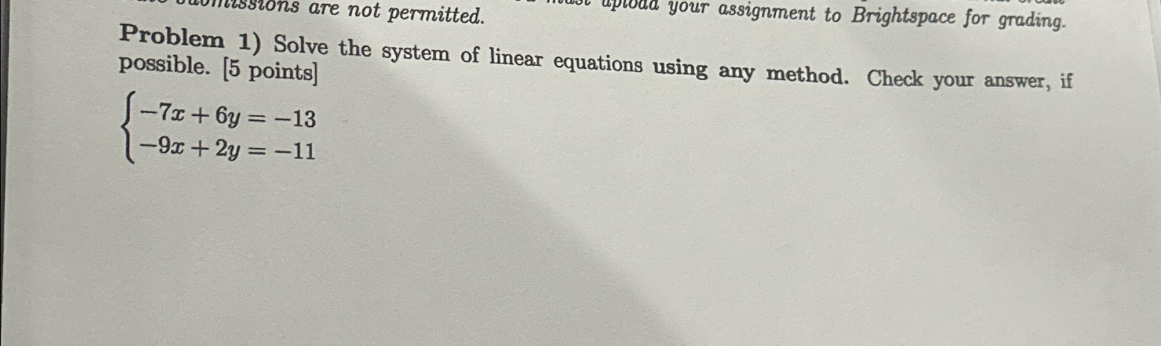 Solved Problem 1) ﻿Solve the system of linear equations | Chegg.com